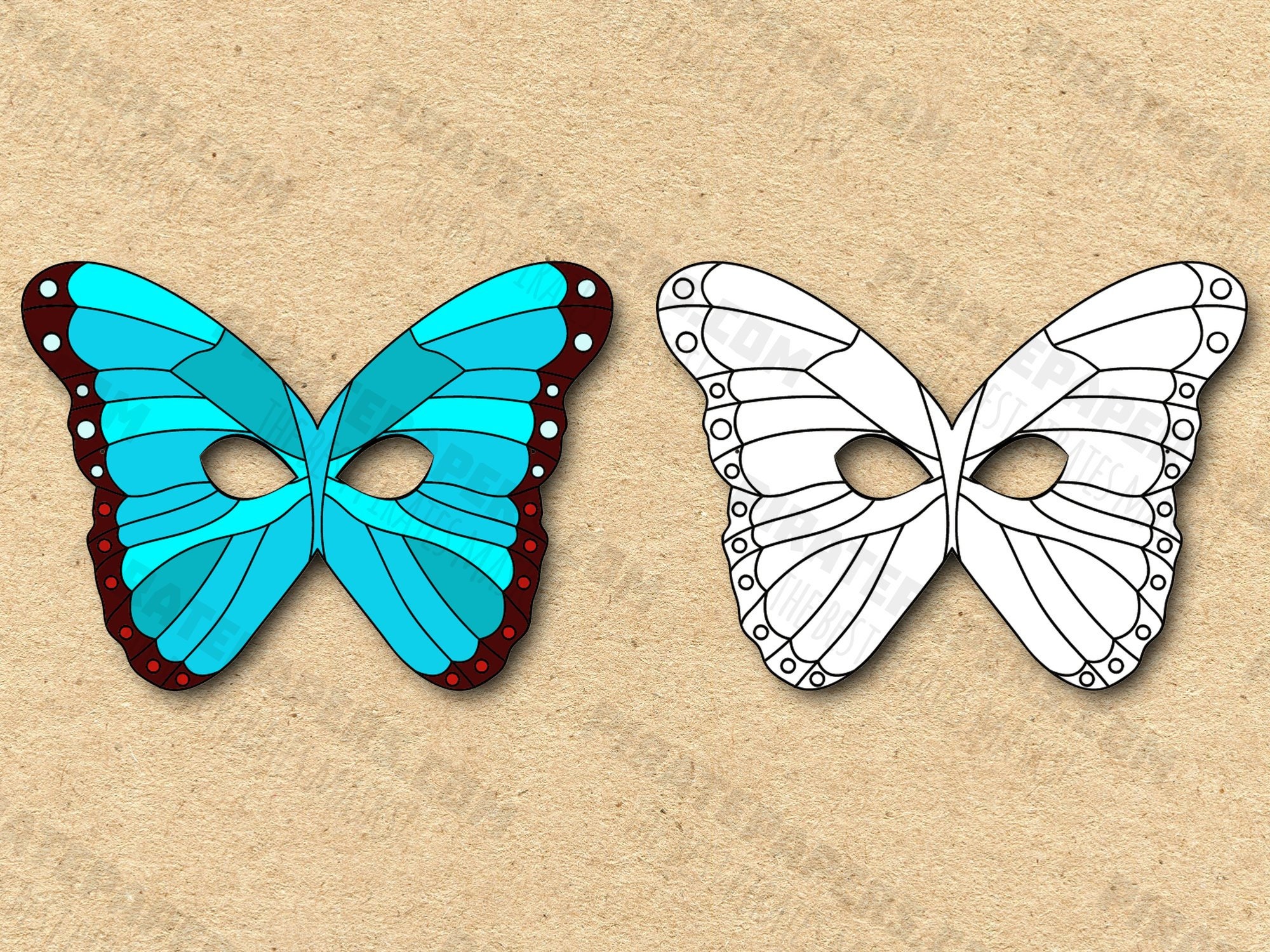 Butterfly Masks Printable Color Coloring Blue Morpho, Paper DIY for ...