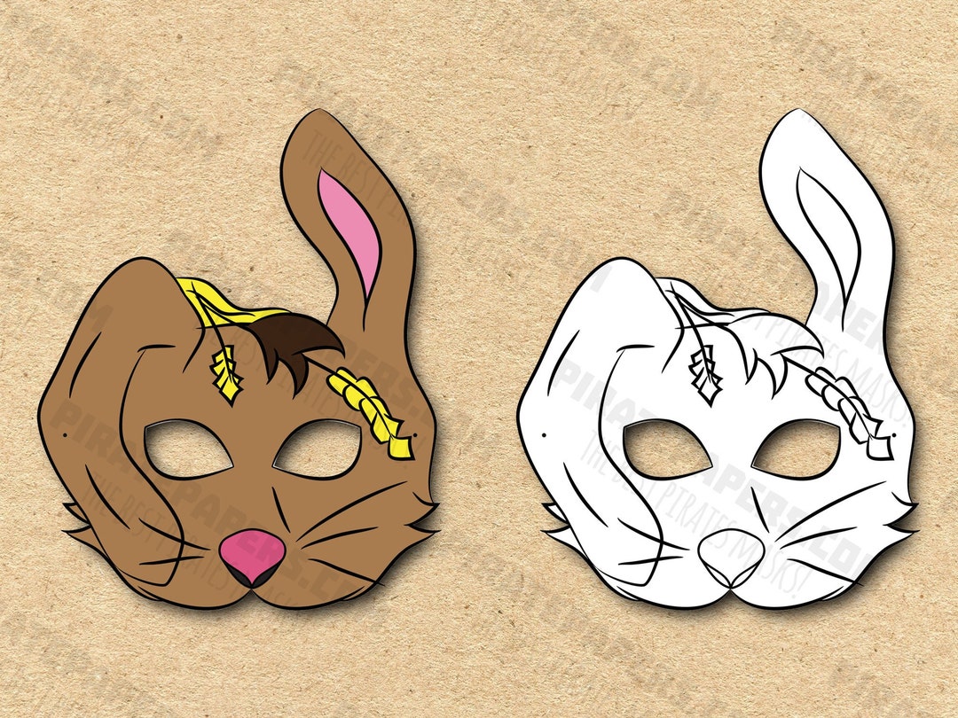 March Hare Masks Printable Color + Coloring (alice in Wonderland ...