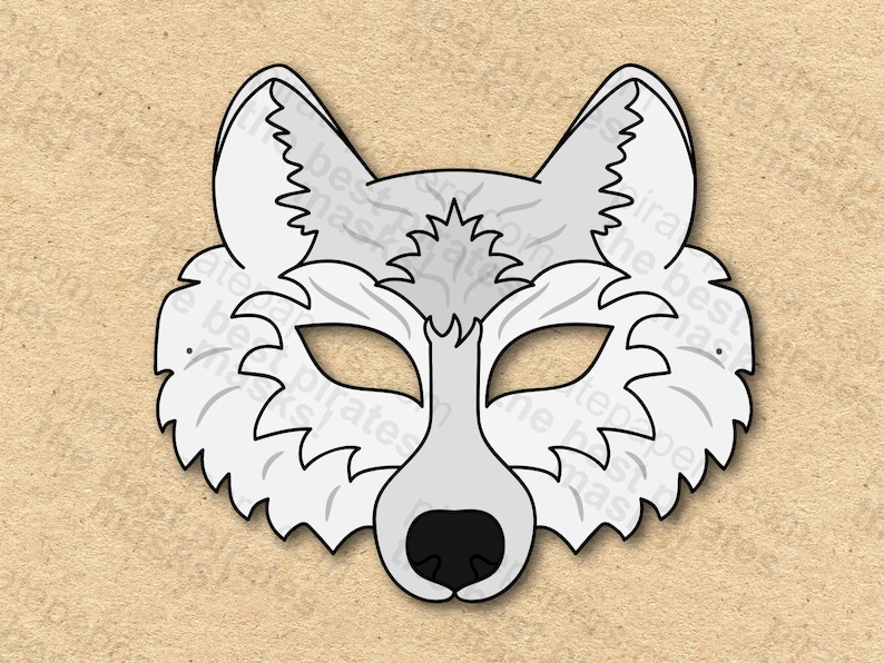 White Wolf Mask Printable Paper DIY for Kids and Adults. PDF - Etsy ...