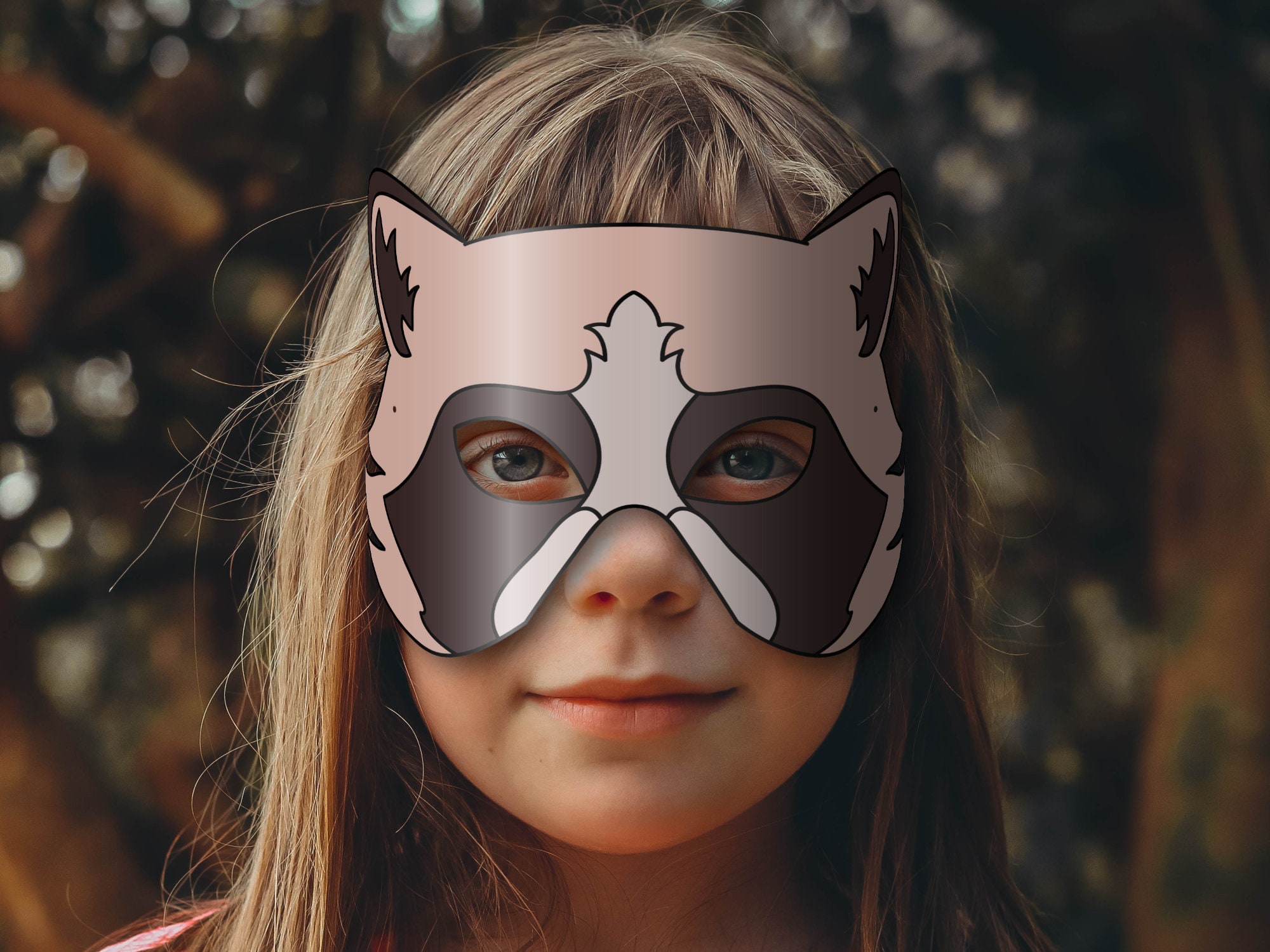 Raccoon Mask Printable, Paper DIY for Kids and Adults. PDF Template ...