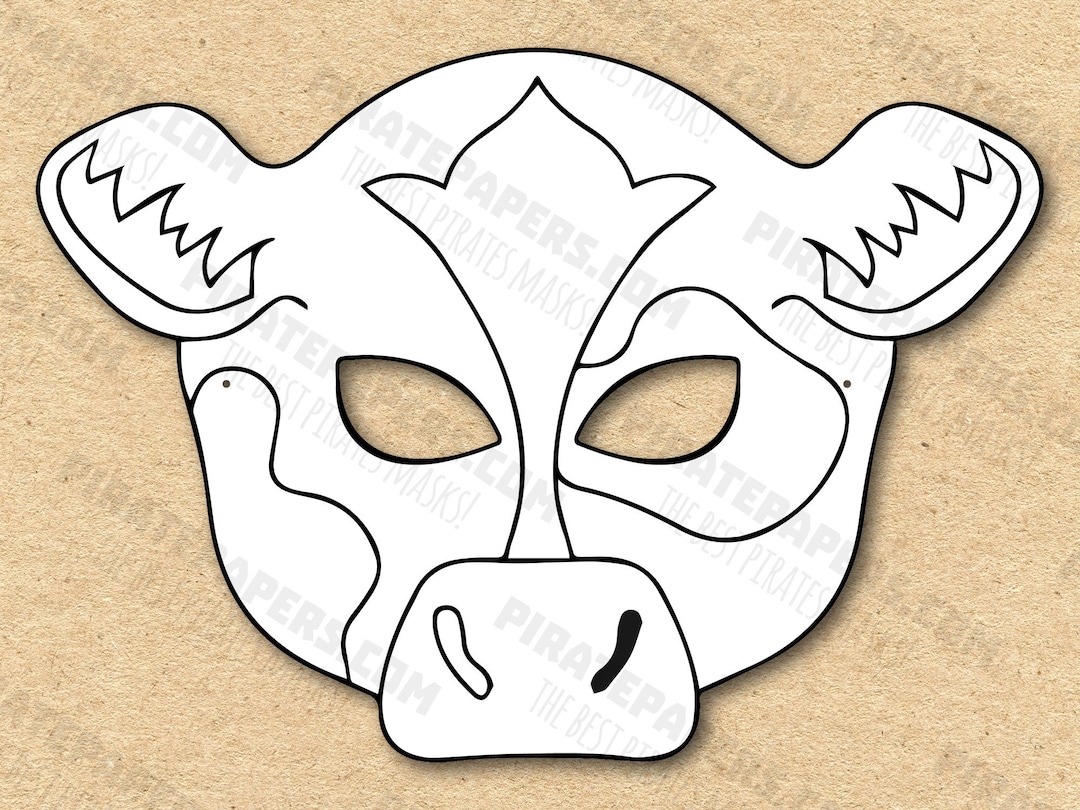 Cow Mask Printable Coloring, Paper DIY for Kids and Adults. PDF ...