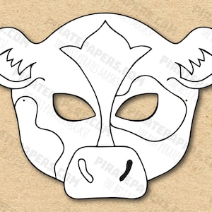 Cow Masks Printable Color + Coloring, Paper DIY for Kids and Adults ...