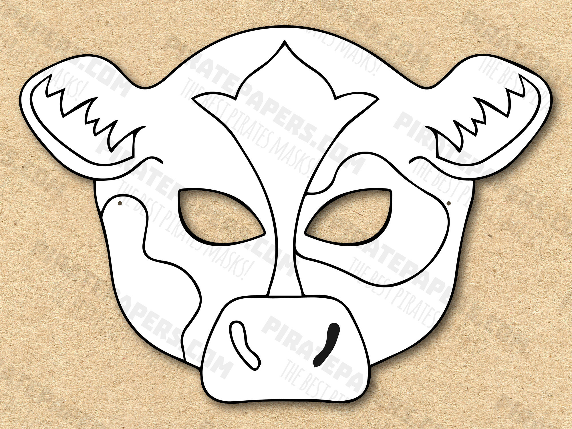 Farm and Barnyard Animals 4 Masks Printable Coloring, Sheep, Goose, Cow ...