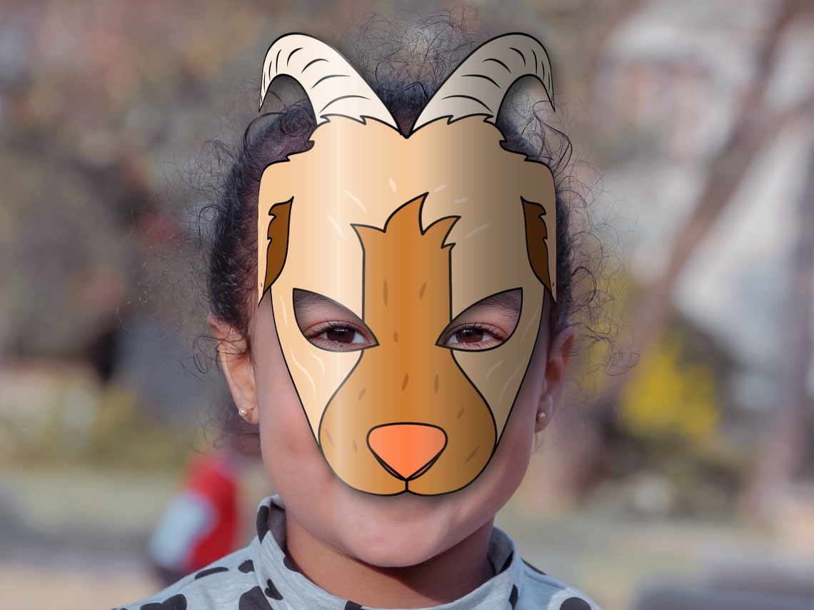 Goat Mask Printable, Paper DIY for Kids and Adults. PDF Template ...