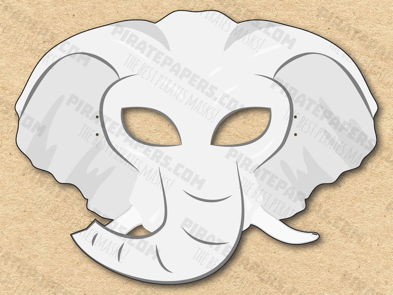 Elephant Mask Printable Coloring, Paper DIY for Kids and Adults. PDF ...