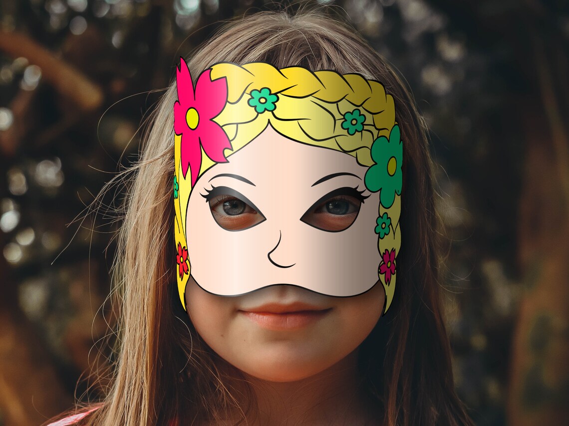 Rapunzel Mask Printable, Paper DIY for Kids and Adults. PDF Template ...