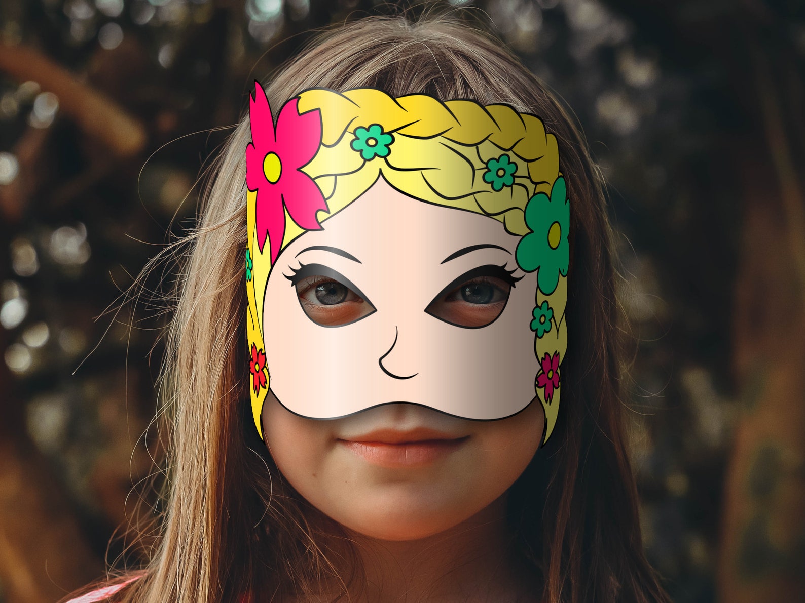 Rapunzel Mask Printable, Paper DIY for Kids and Adults. PDF Template ...