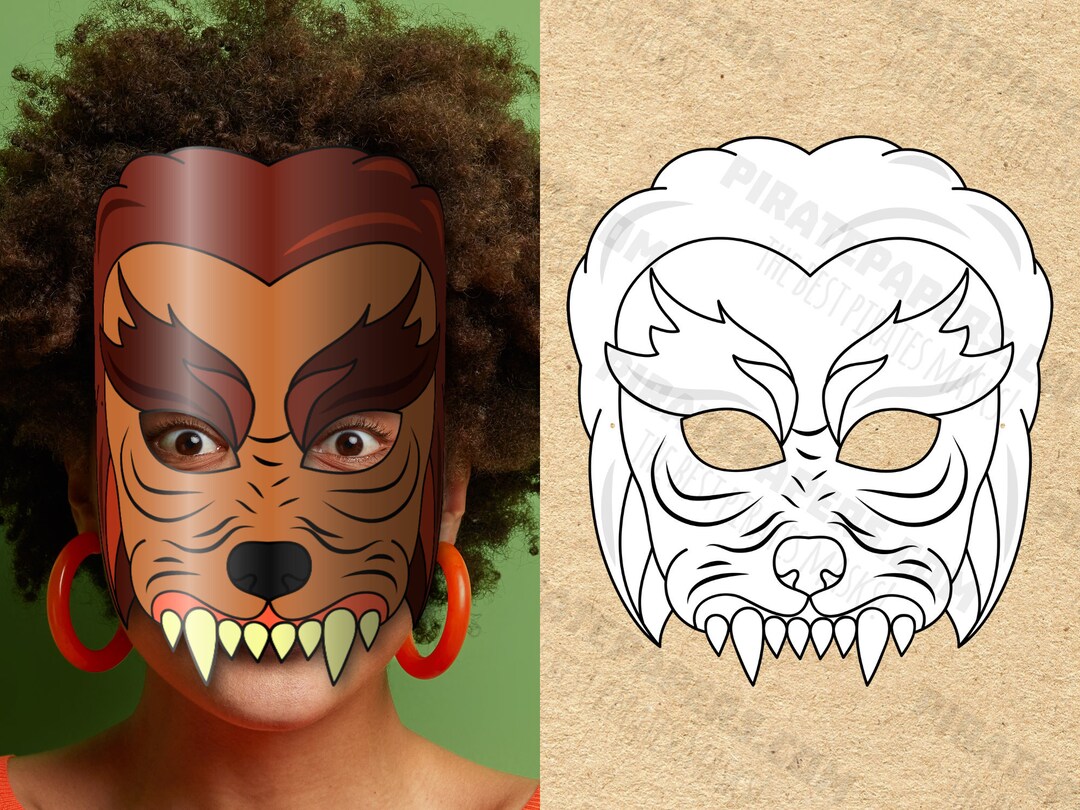 Werewolf Masks Printable Color Coloring Paper DIY for Kids - Etsy