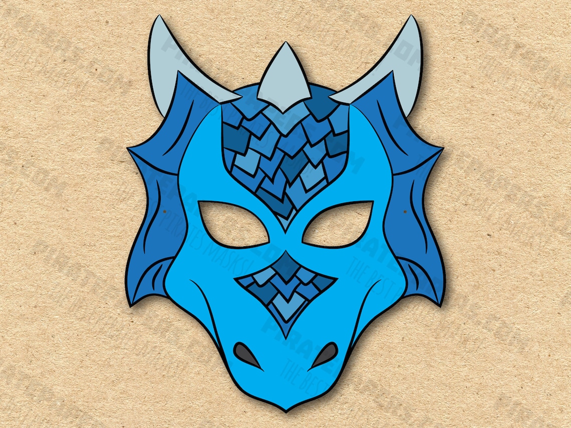 Blue Dragon Masks Printable Color Coloring, Paper DIY for Kids and ...