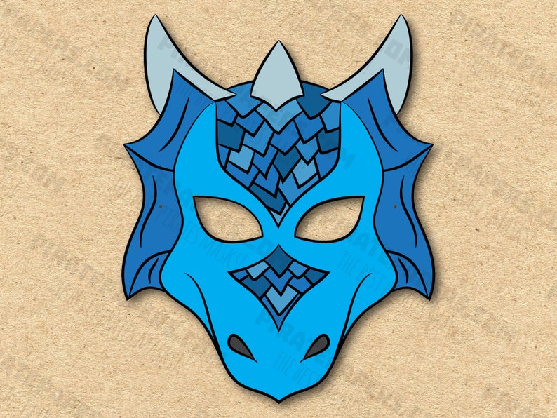 Blue Dragon Masks Printable Color Coloring, Paper DIY for Kids and ...
