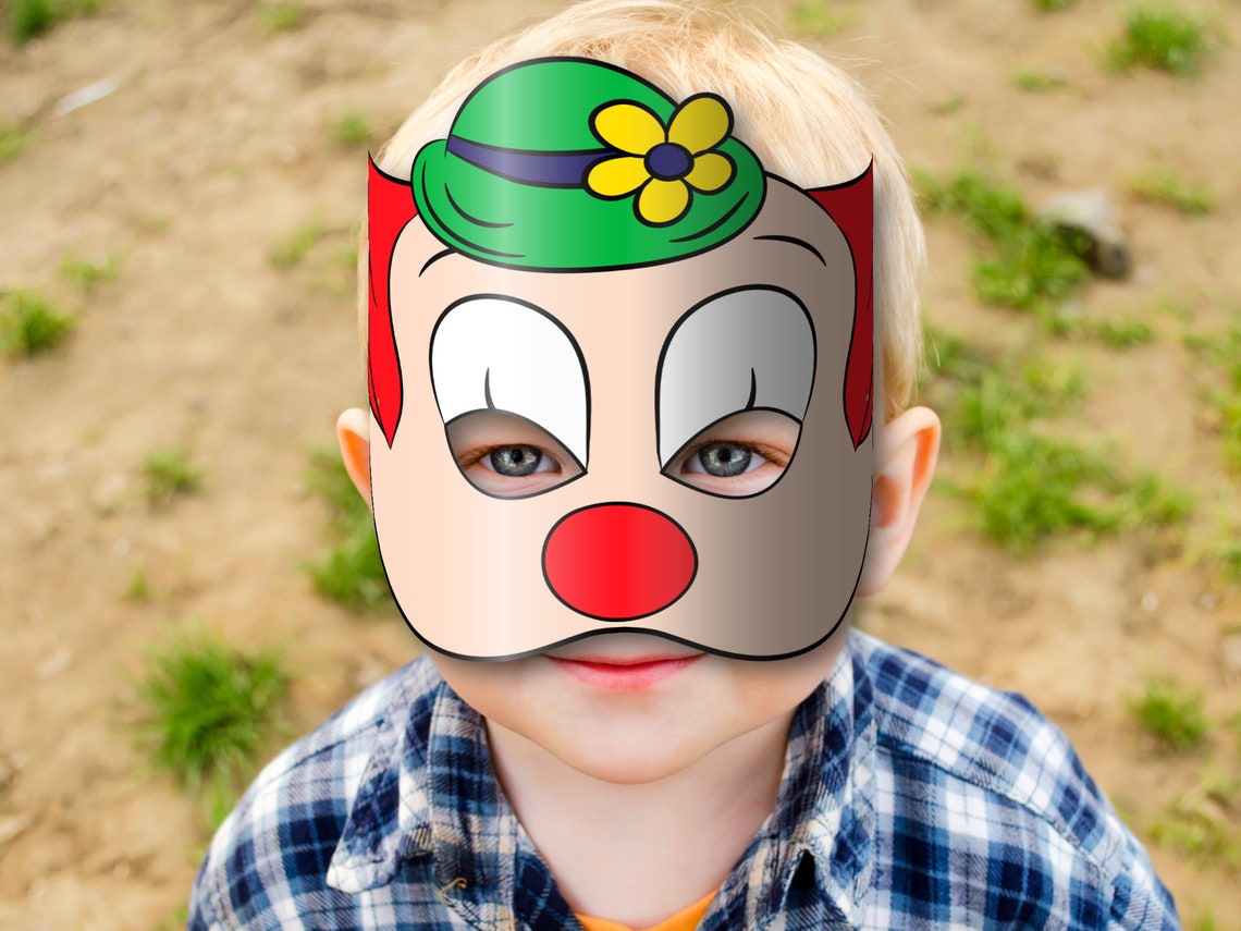 Сircus Clown Mask Printable Paper DIY for Kids and Adults. - Etsy