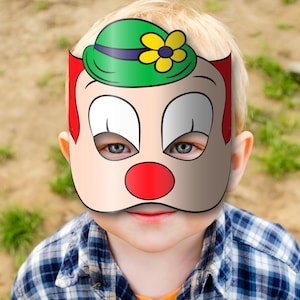 Сircus Clown Mask Printable, Paper DIY for Kids and Adults. PDF ...