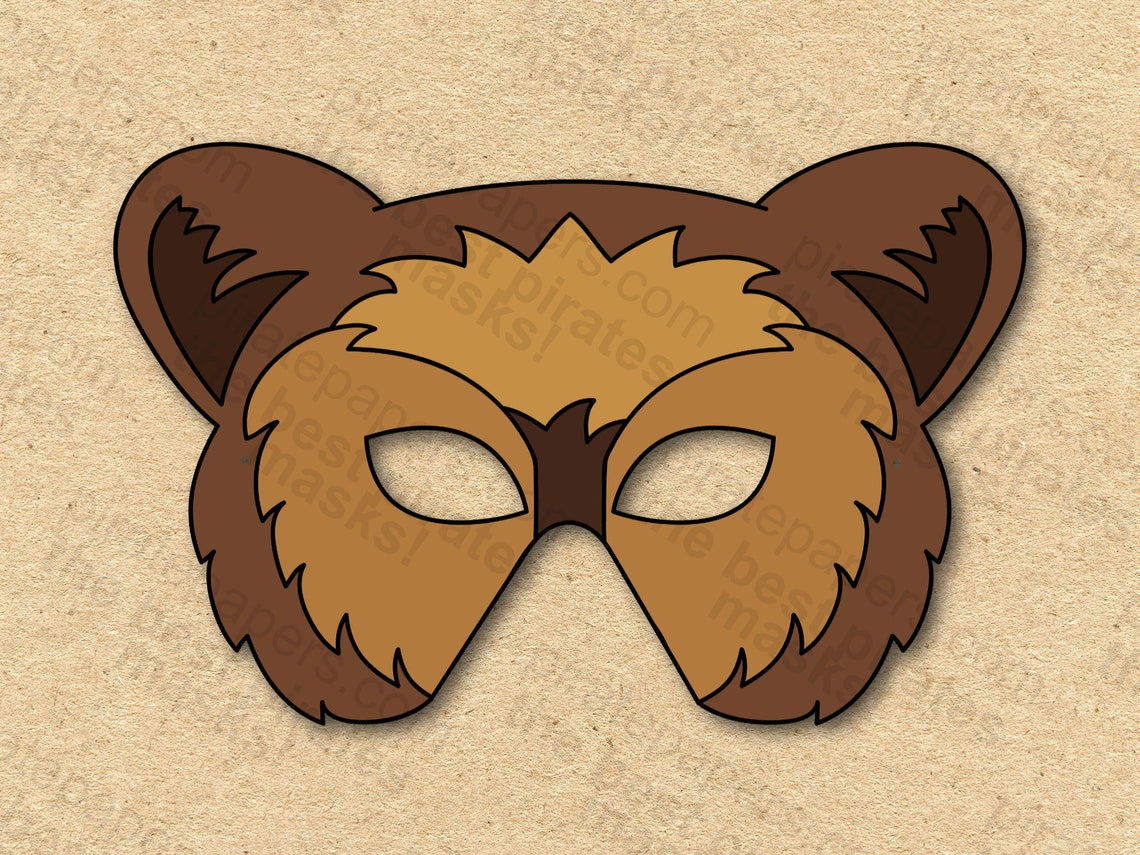 Bear Mask Printable Paper DIY for Kids and Adults. PDF - Etsy