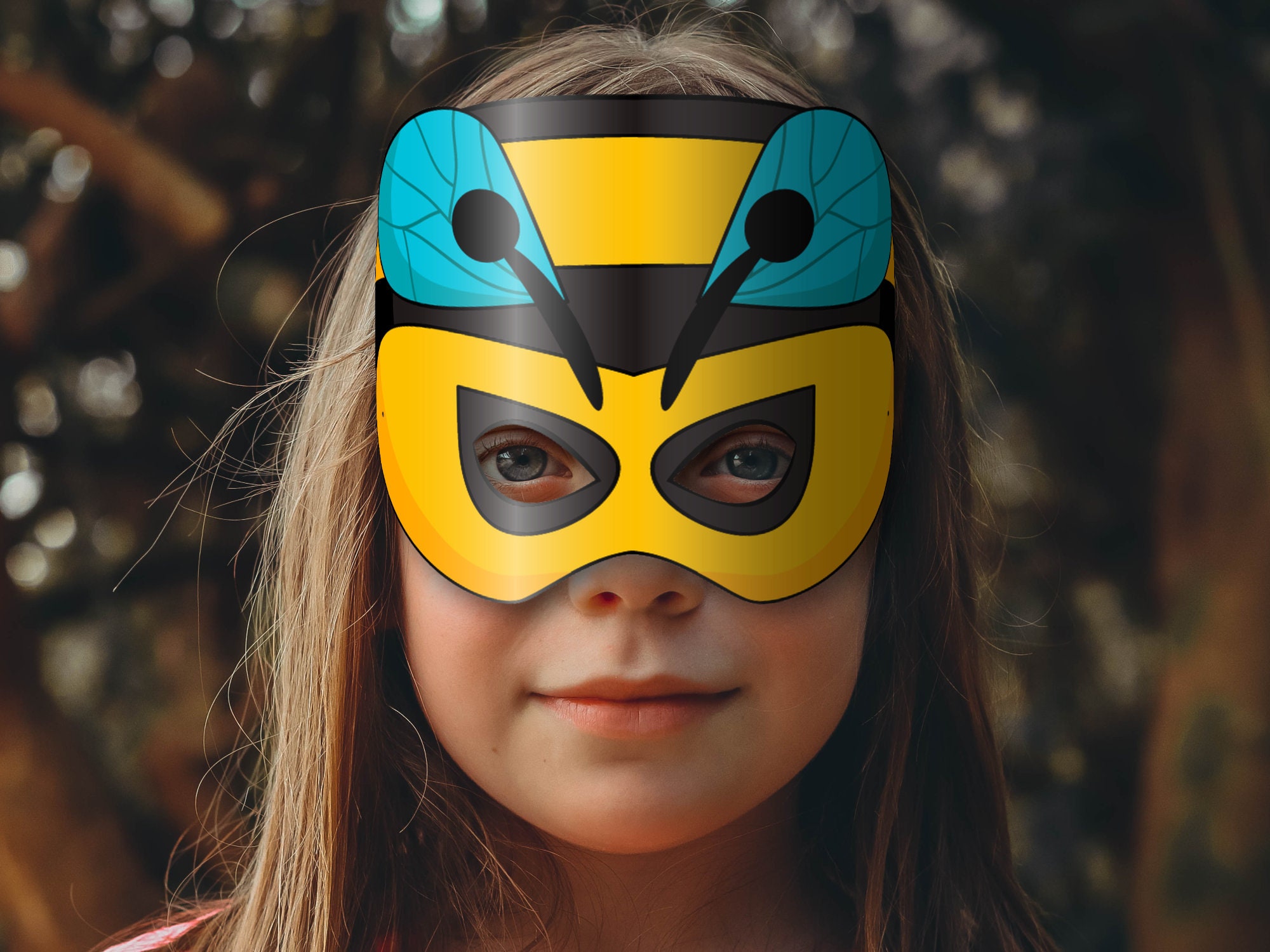Bee Mask Printable, Paper DIY for Kids and Adults. PDF Template ...