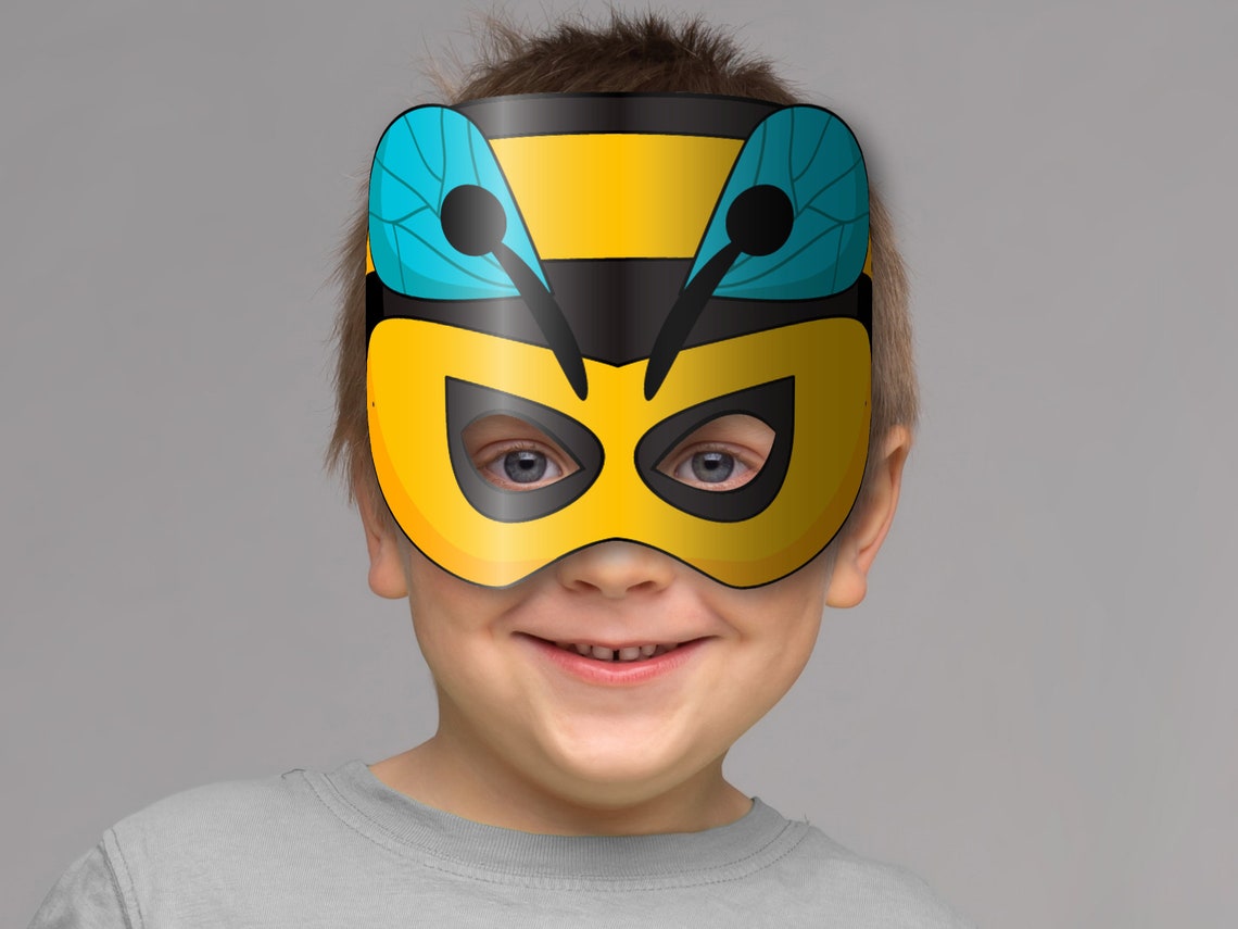 Bee Mask Printable, Paper DIY for Kids and Adults. PDF Template ...