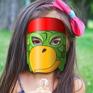Pirate's Parrot Mask Printable, Paper DIY for Kids and Adults. PDF ...