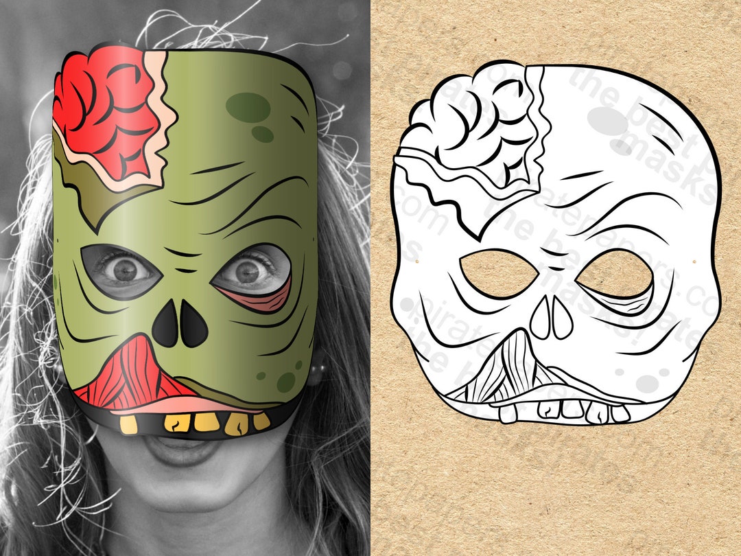 Zombie Masks Printable Color Coloring Paper DIY for Kids - Etsy