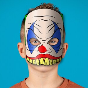 Scary Clown Mask Printable, Paper DIY for Kids and Adults. PDF Template ...