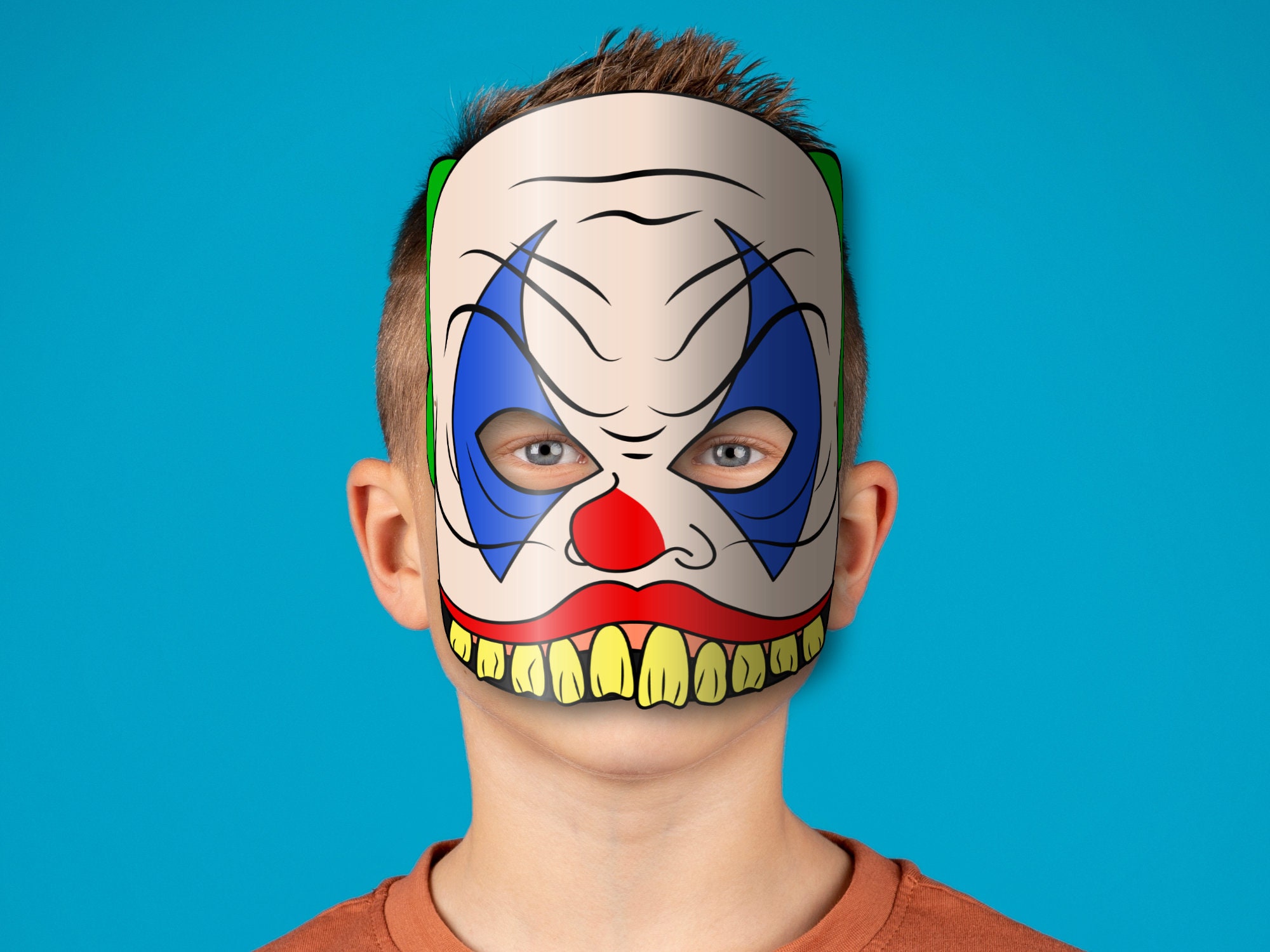 Scary Clown Mask Printable, Paper DIY for Kids and Adults. PDF Template ...