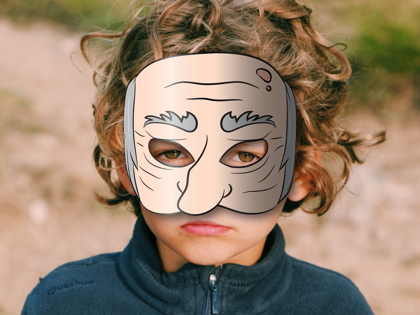 Old Man Mask Printable, Paper DIY for Kids and Adults. PDF Template ...