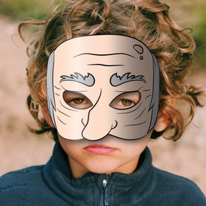Old Man Mask Printable, Paper DIY for Kids and Adults. PDF Template ...