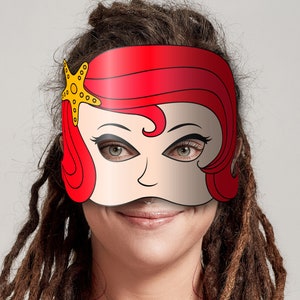 Little Mermaid Mask Printable, Paper DIY for Kids and Adults. PDF ...