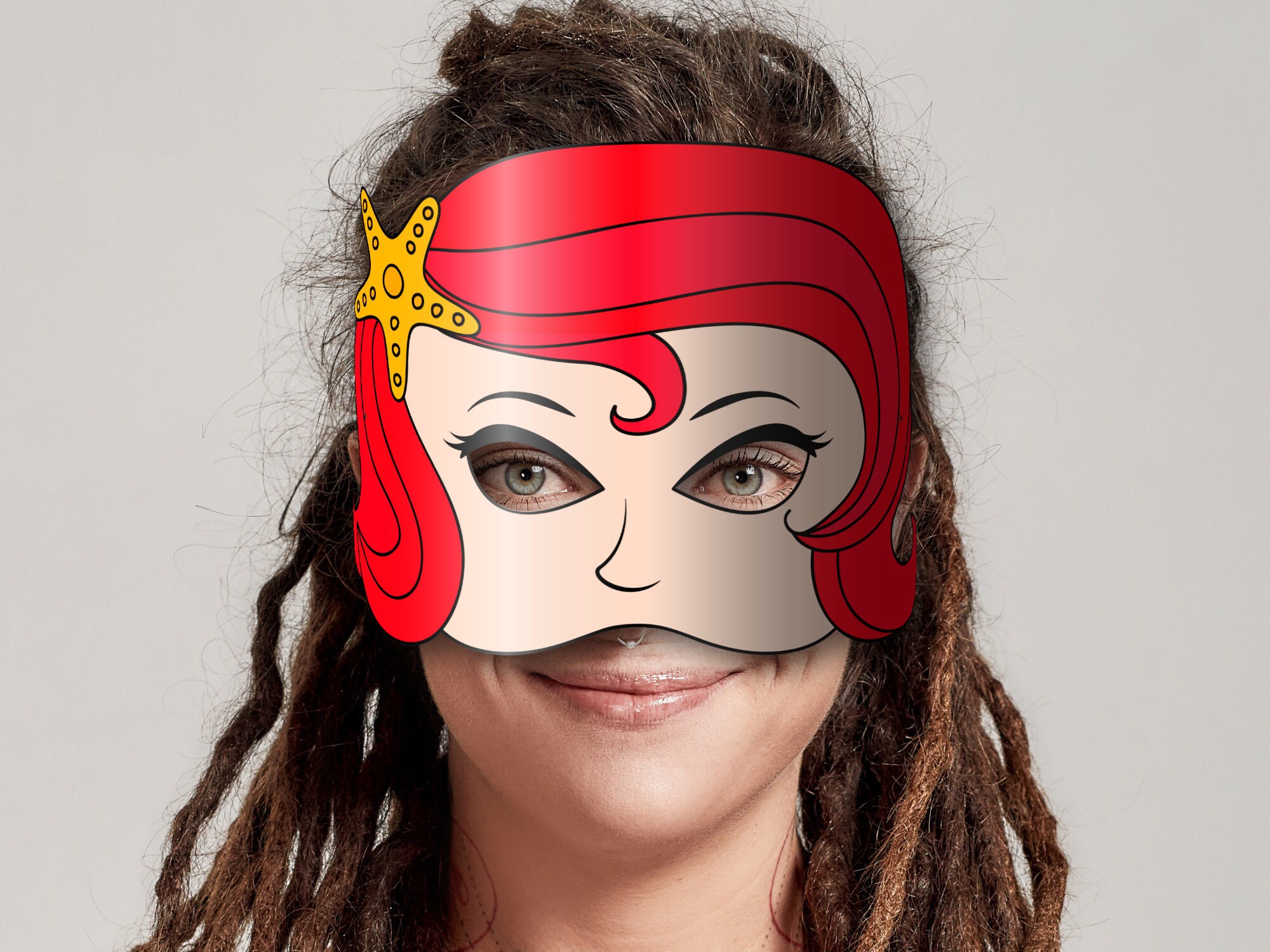 Little Mermaid Masks Printable Color Coloring, Paper DIY for Kids and ...