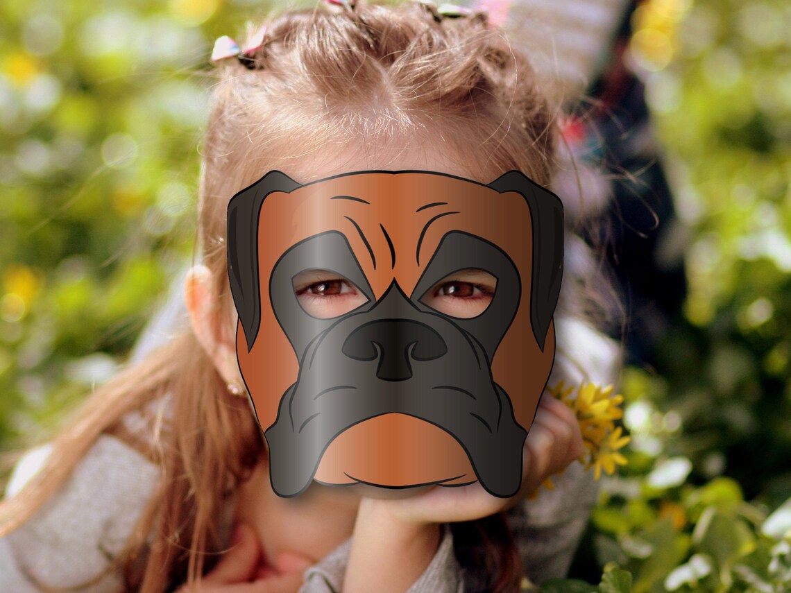 Dog Boxer Mask Printable Breed, Paper DIY for Kids and Adults. PDF ...