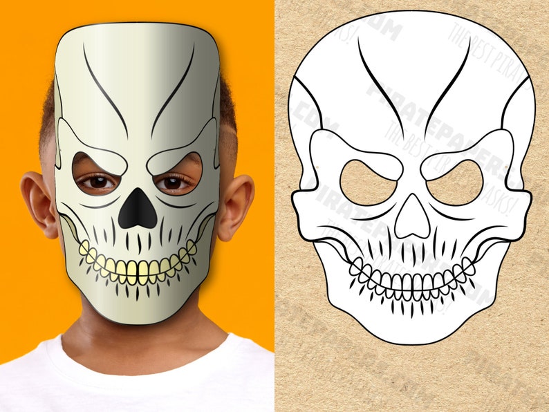 Skull Masks Printable Color Coloring Paper DIY for Kids and - Etsy