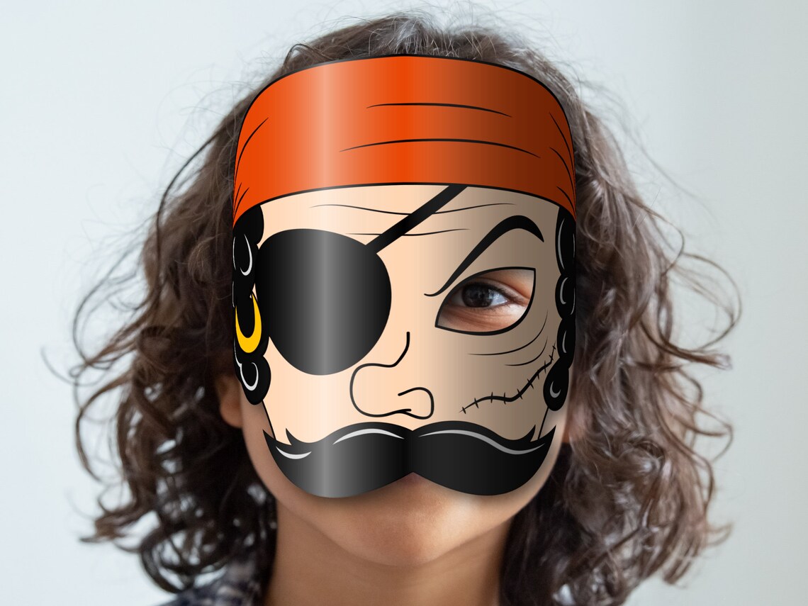 One-eyed Pirate Mask Printable, Paper DIY for Kids and Adults. PDF ...