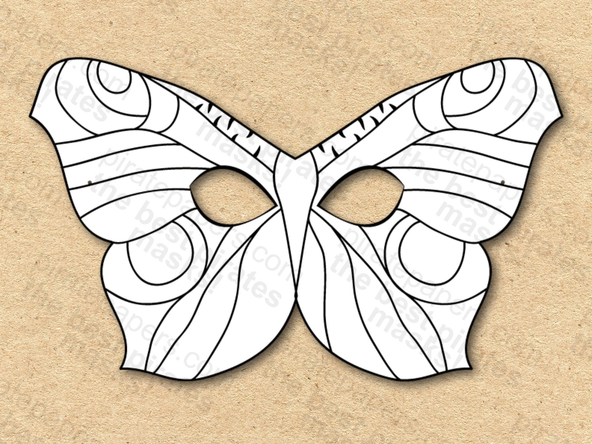 Butterfly Mask Printable Coloring Peacock Paper DIY for Kids - Etsy