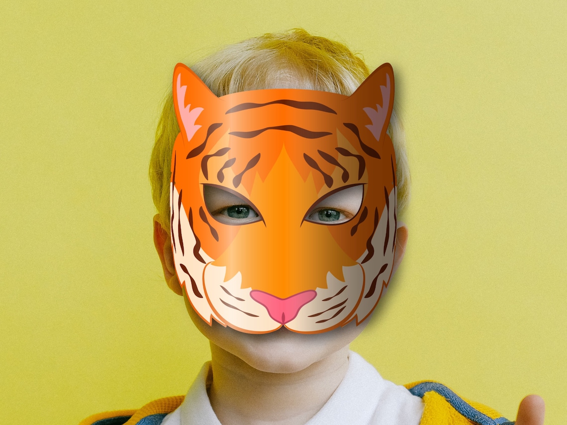 Tiger Mask Printable, Paper DIY for Kids and Adults. PDF Template ...