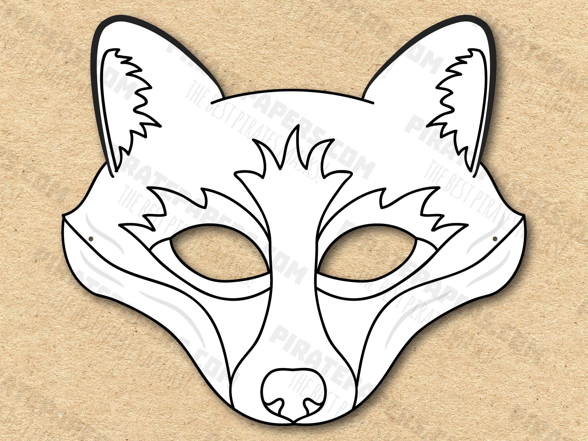 White Fox Masks Printable Color Coloring, Paper DIY for Kids and Adults ...