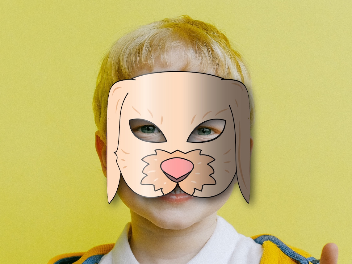 Rabbit Mask Printable, Paper DIY for Kids and Adults. PDF Template ...