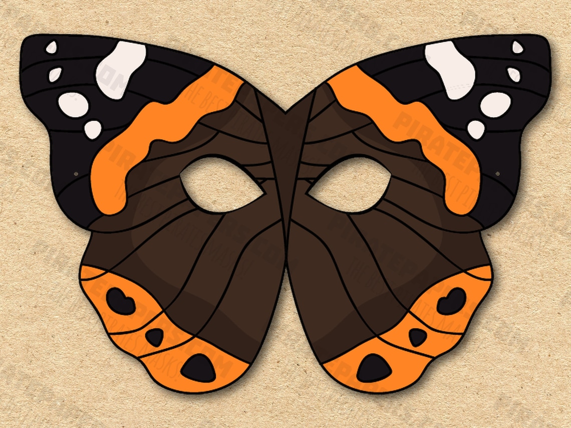 Butterfly Mask Printable Red Admiral, Paper DIY for Kids and Adults ...
