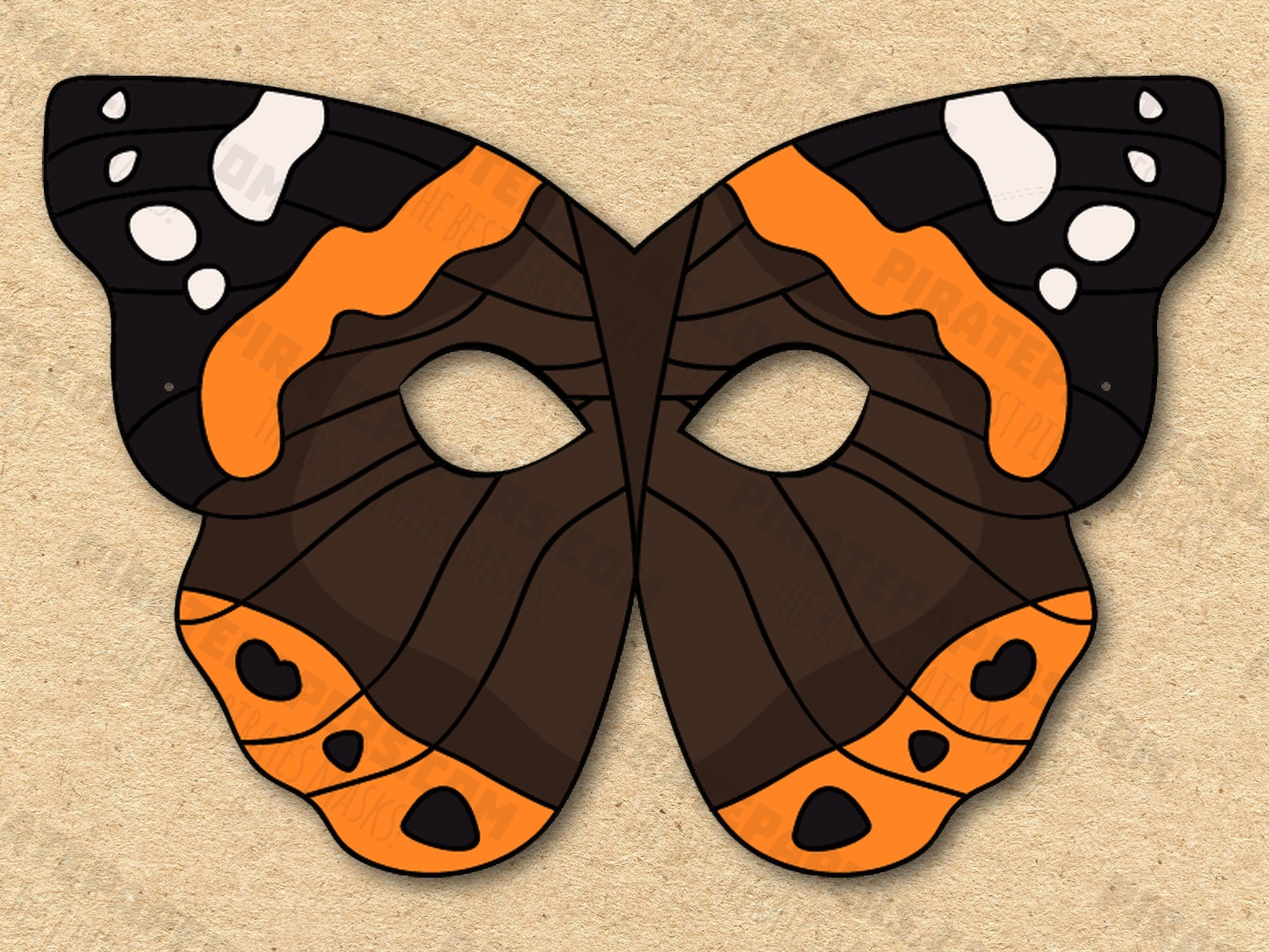 Butterfly Mask Printable Red Admiral, Paper DIY for Kids and Adults ...