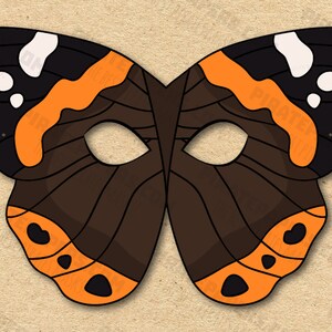 Butterfly Mask Printable Red Admiral, Paper DIY for Kids and Adults ...