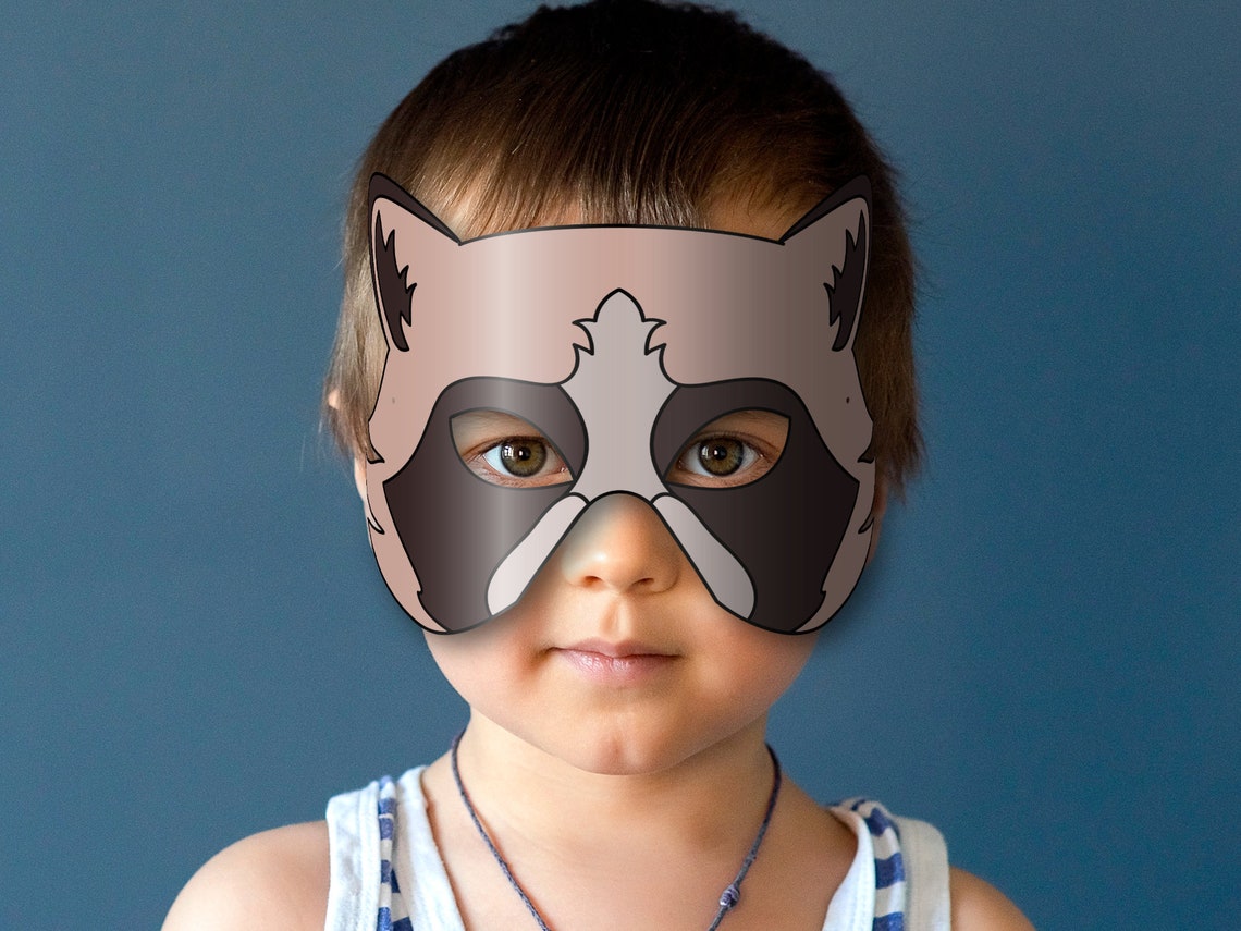 Raccoon Mask Printable, Paper DIY for Kids and Adults. PDF Template ...