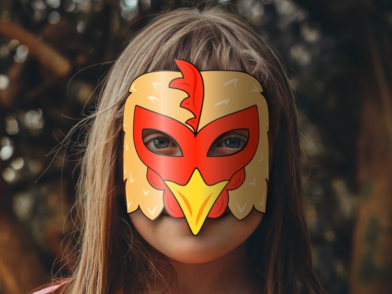 Chicken Mask Printable, Hen Mask, Paper DIY for Kids and Adults. PDF ...