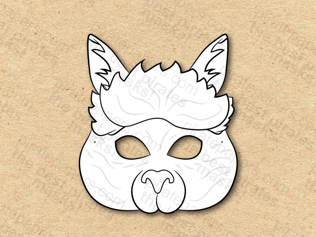 Alpaca Mask Printable Coloring Paper DIY for Kids and Adults. - Etsy