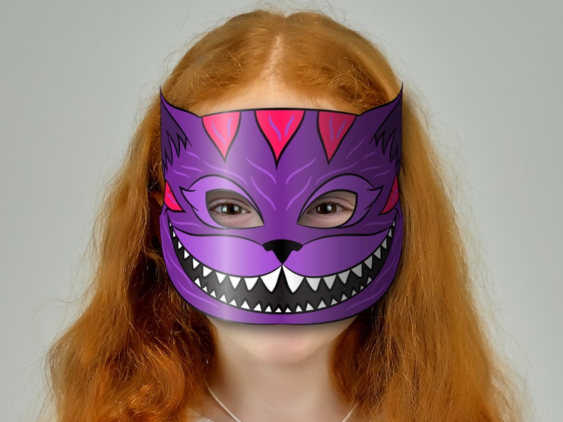 Cheshire Cat Mask Printable alice in Wonderland, Paper DIY for Kids and ...