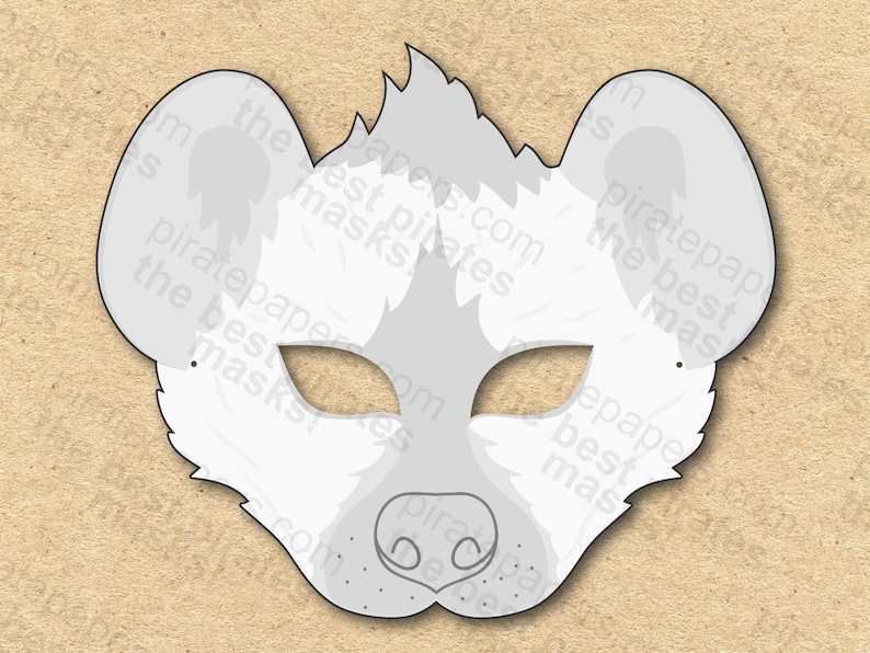 Hyena Mask Printable Coloring Paper DIY for Kids and Adults. - Etsy