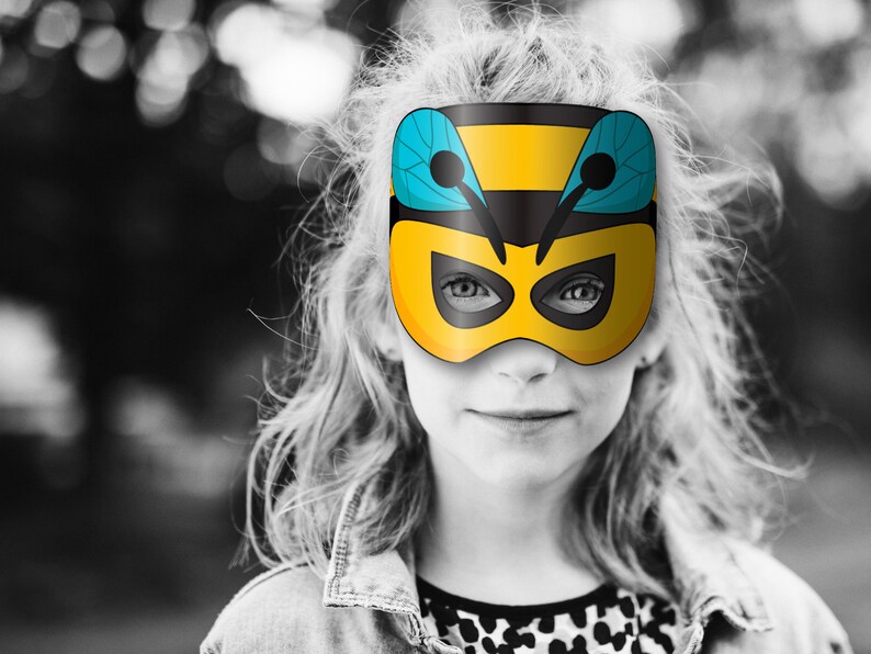 Bee Masks Printable Color Coloring Paper DIY for Kids and - Etsy