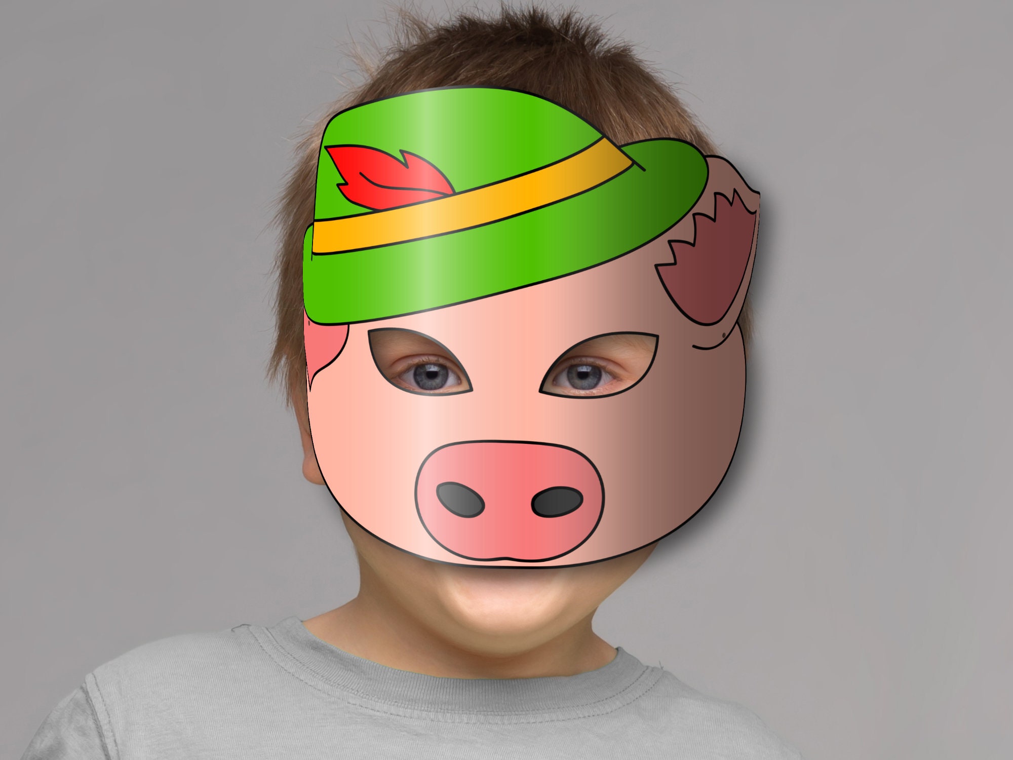 Pig 1 Mask Printable the Three Little Pigs, Paper DIY for Kids and ...