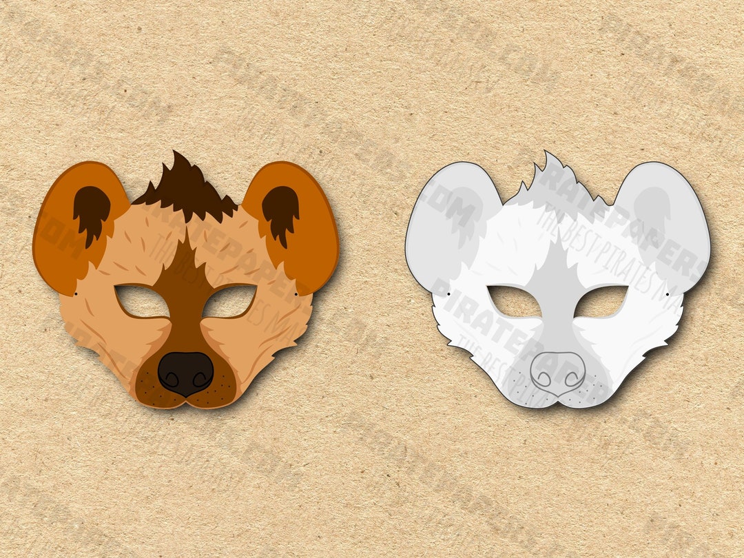 Hyena Masks Printable Color + Coloring, Paper DIY for Kids and Adults ...