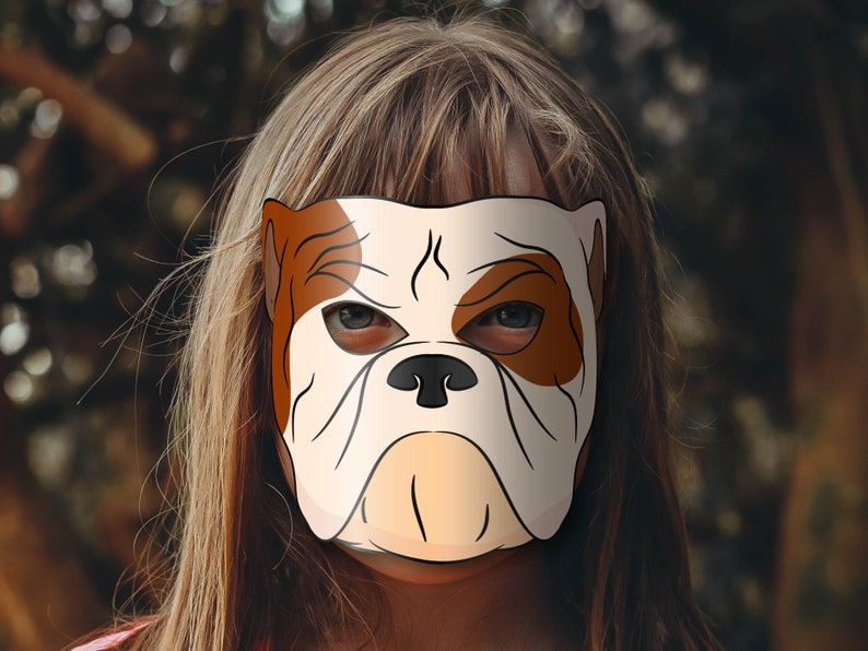 Dog Bulldog Mask Printable Breed, Paper DIY for Kids and Adults. PDF ...