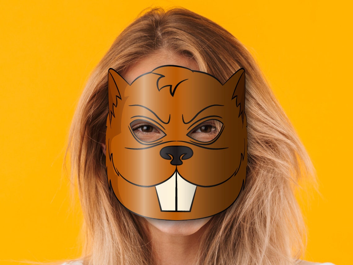 Beaver Mask Printable, Paper DIY for Kids and Adults. PDF Template ...