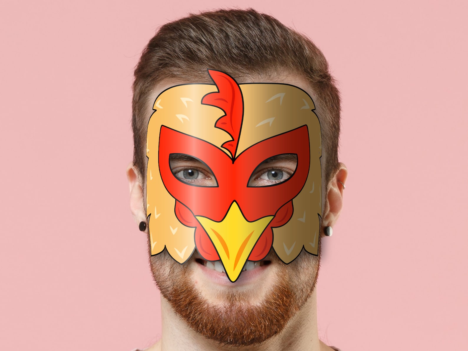 Chicken Mask Printable, Hen Mask, Paper DIY for Kids and Adults. PDF ...