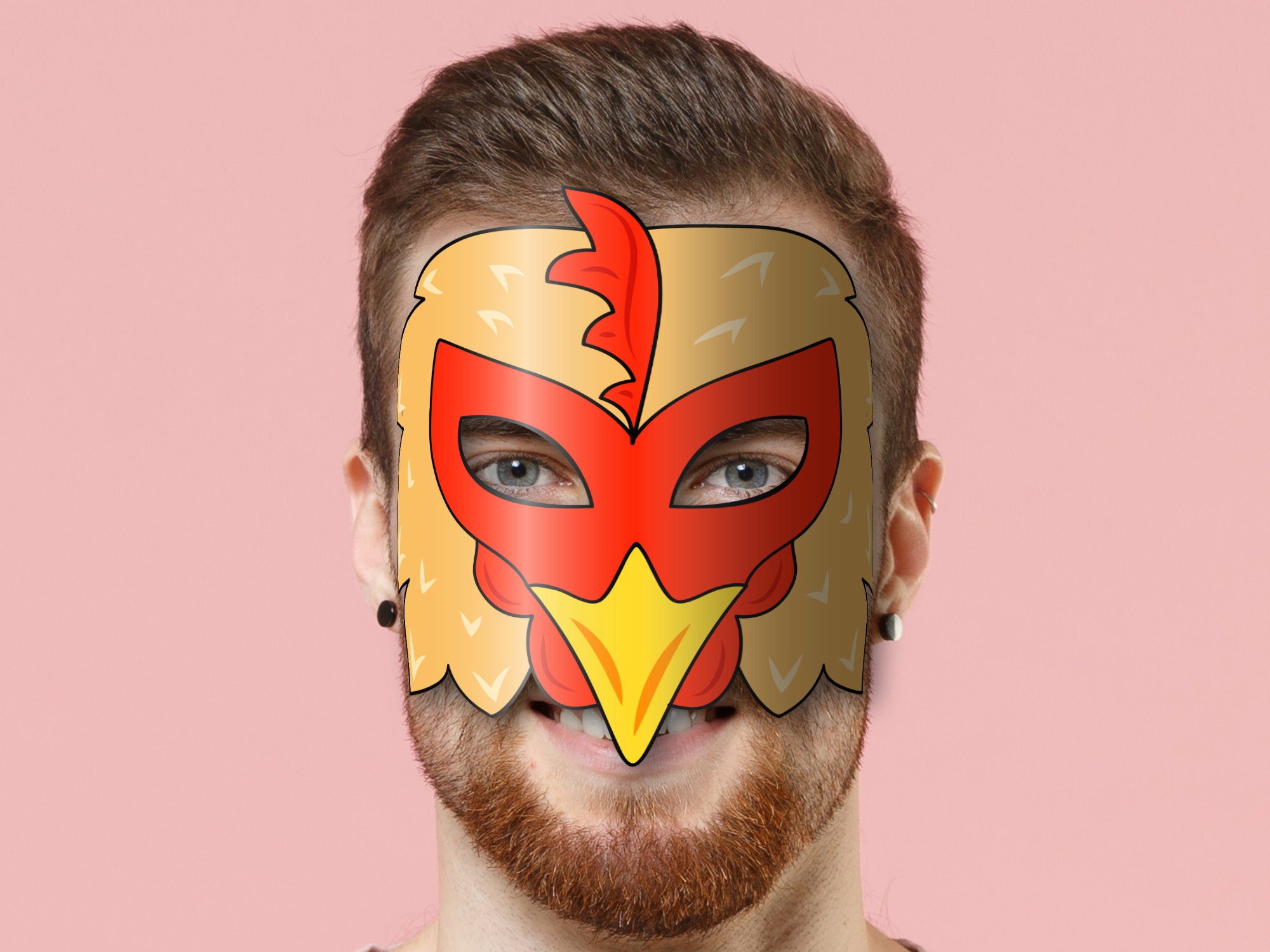 Chicken Mask Printable, Hen Mask, Paper DIY for Kids and Adults. PDF ...