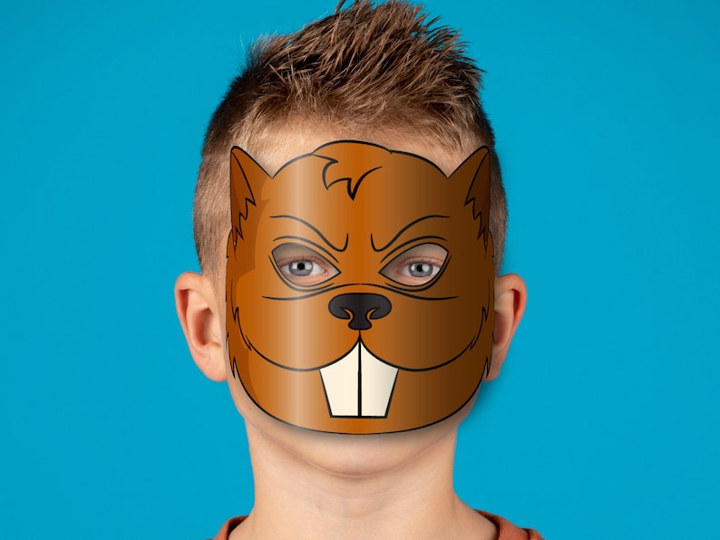 Beaver Mask Printable, Paper DIY for Kids and Adults. PDF Template ...